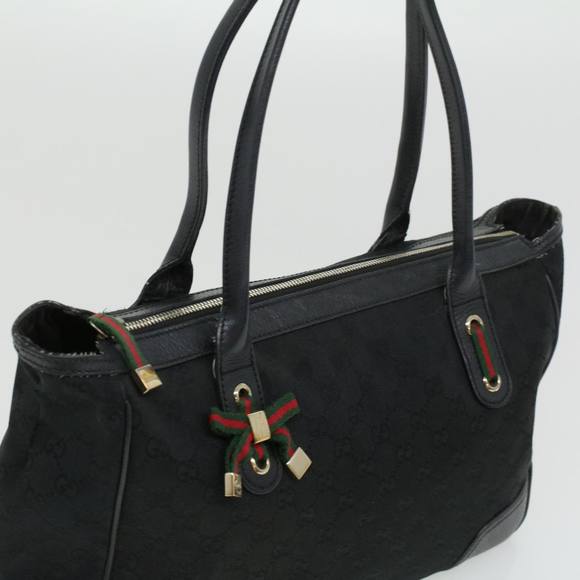 Gucci | Bags | Gucci Gg Canvas Web Sherry Line Shoulder Bag Black Red Green Auth Ac354 | Poshmark